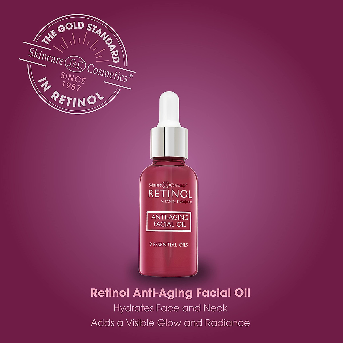 Retinol Anti-Aging Facial Oil – Instantly Adds A Glow To Your Face For A Younger Look – Radiance Booster With Nine Essential Oils Restores Hydration & Nourishment To Your Skin Night & Day