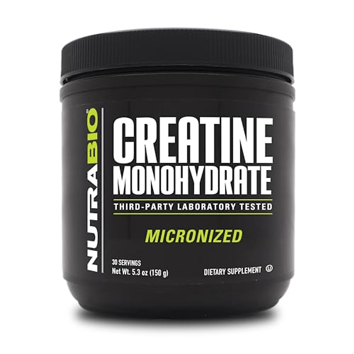 NutraBio Creatine Monohydrate - Micronized and Pure Grade - Supports Muscle Energy and Strength - (150 Grams) - Unflavored, HPLC Tested (150g)