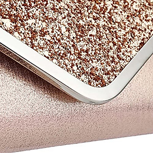 Vistatroy Women Glitter Sequins Envelope Evening Bag Handbag Party Bridal Clutch Purse (Rose Gold)