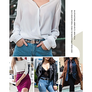 TeeYee Women Basic Waist Skinny Belt Chic Snake Skin Pattern Fashion Casual Leather Belt Pin Buckle Waist Bands for Dress Pants (43in, cobra pattern)