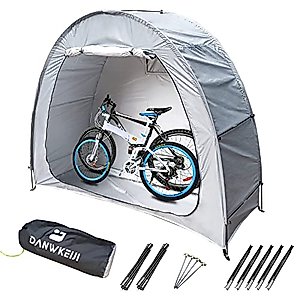 DANWKEIJI Bike Tent Storage Shed Outdoor Portable Waterproof for 2 Bike Oxford 210d Covers Side Dust Tent for Camping Hiking Yard Garden,Travel Bag (BrightGrey)
