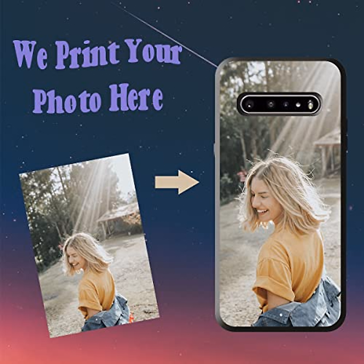 GSDMFUNNY Custom Personalized Photo Text Phone Cases for LG V60 ThinQ 5G Customize Picture Protective Phone Cases Compatible with LG V60 ThinQ 5G Soft TPU Black Case Gifts