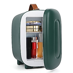 Living Enrichment Mini Fridge, 4L Skincare Fridge, Portable Small Refrigerator Cooler for Skincare, Beverage, Food, Cosmetics, Home, Bedroom, for Christmas Gift - Ever Green