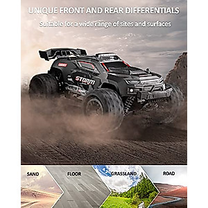 LARVEY 1:18 Scale 4WD Off-Road 40KM/H High Speed Remote Control Car, All Terrains Remote Control Truck with LED Lights, 2.4GHz Remote Control, rc Cars for Boys Age 8-12