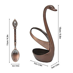 NITRIP Elegant Portable Spoon Holder, Flatware Organizer, for Tableware Kitchen(Red Bronze + 6 Spoons)