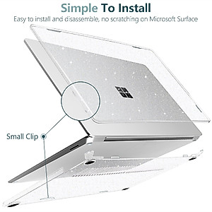 TWOLSKOO Case for 13.5" Microsoft Surface Laptop 5/4/3 with Alcantara Palm Rest Model 1950/1958/1867/1769, Protective Plastic Hard Shell & Keyboard Cover & Screen Protector & Dust Plugs, Star Clear