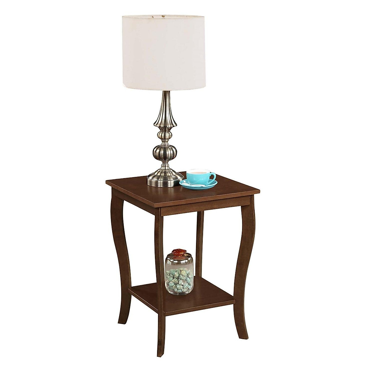 Convenience Concepts American Heritage Square End Table with Shelf, Espresso