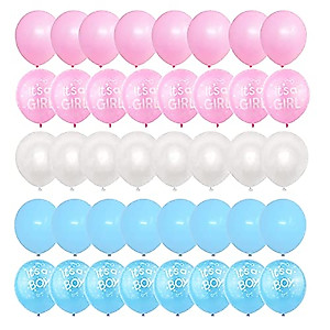 Gender Reveal Balloons,50 Pcs Pink Blue White Latex Balloons For Baby Shower Gender Reveal Supplies and Decorations