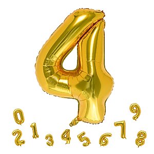 32 Inch Gold Number 4 Balloons Foil Ballon Digital Birthday Party Decoration Supplies (Gold Number 4 Balloon)