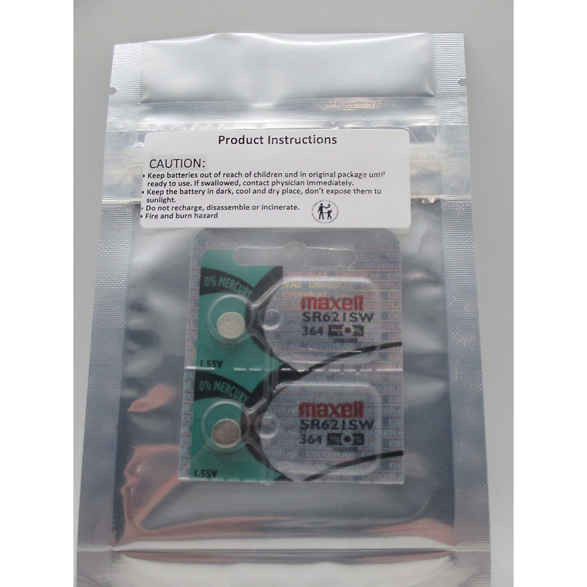 2 x MAXELL SR621SW 364 D364 602 1.55v Silver Oxide Button Cell Watch Battery - Official Genuine Maxell