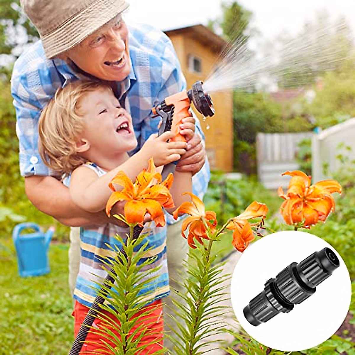 Milkary 5 Sets Garden Expandable Hose Repair Kit, Plastic Water Faucet Adapter Hose Female Male Connectors with 10 Pieces 3/4 Inch Rubber Gaskets, Garden Hose Fittings