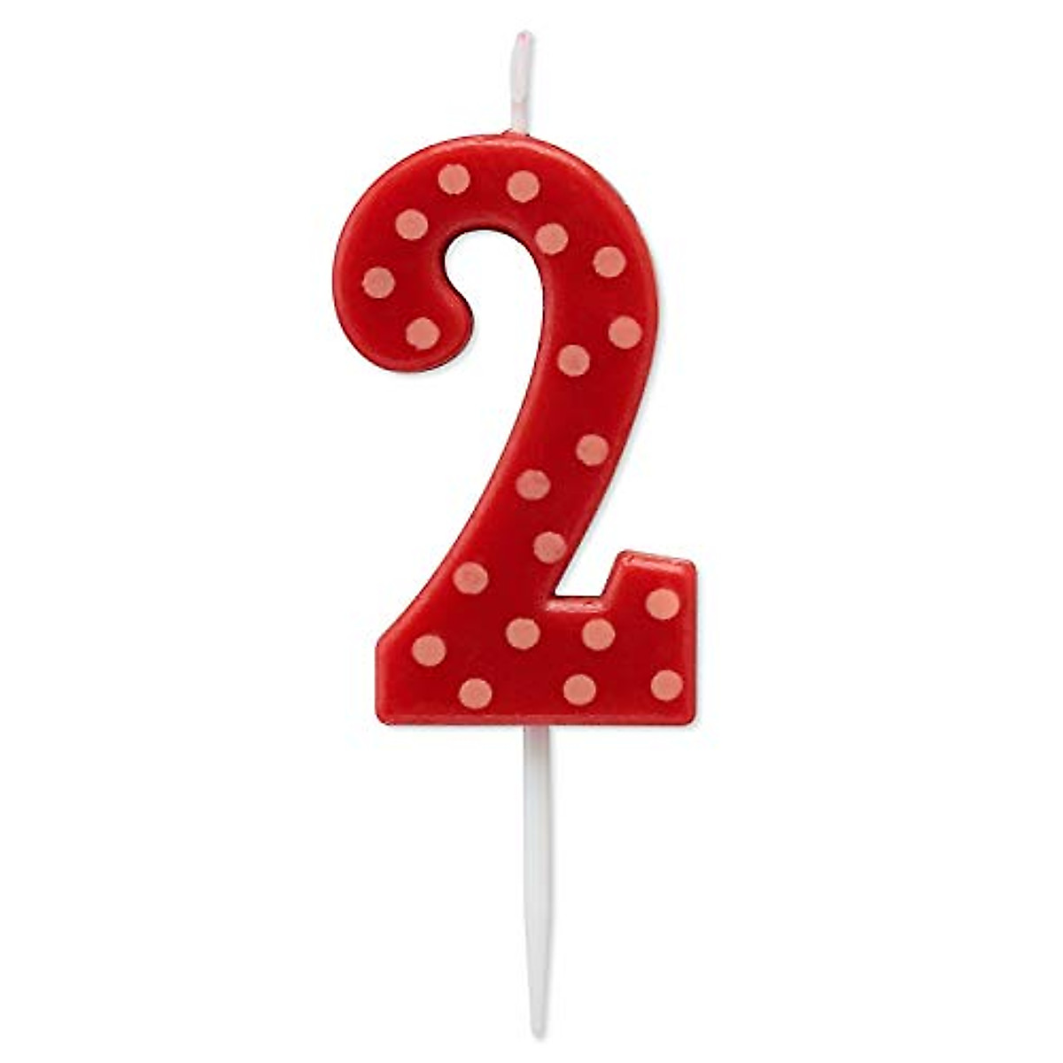 Papyrus Number 2 Birthday Candle, Red Polka Dots (1-Count)
