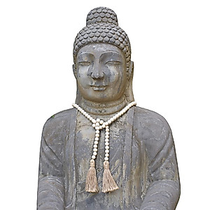 EasyBravo 58 Inch Wood Bead Garland with Tassels, Rustic Farmhouse Beads Wall Hanging Prayer Beads