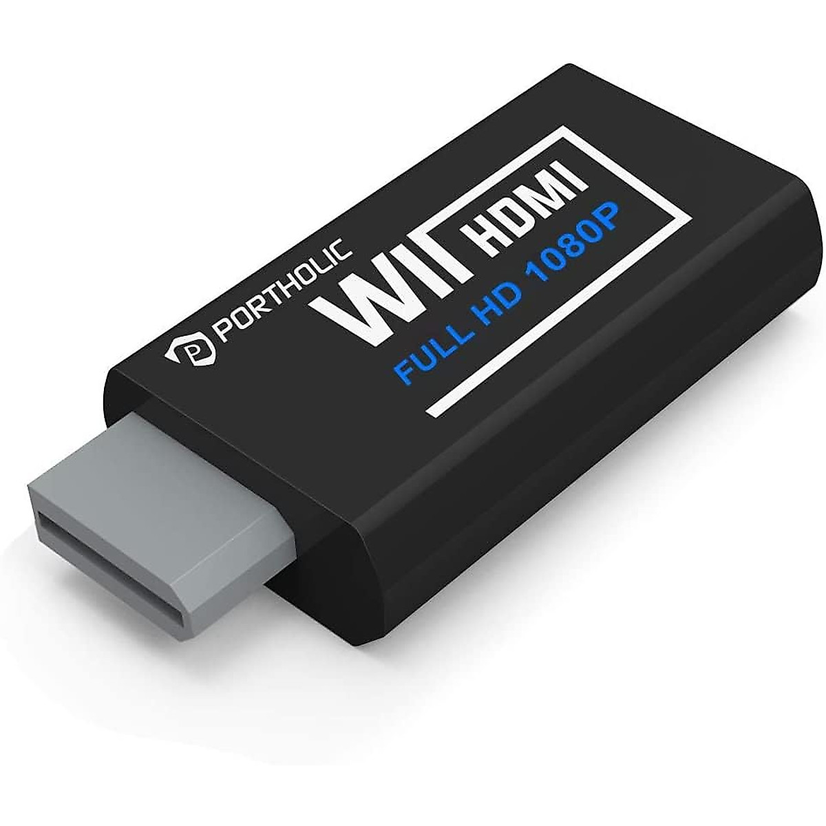 PORTHOLIC Wii to HDMI Converter 1080P for Full HD Device, Wii HDMI Adapter with 3.5mm Audio Jack&HDMI Output Compatible with Wii, Wii U, HDTV, Monitor-Supports Wii Display Modes 720P