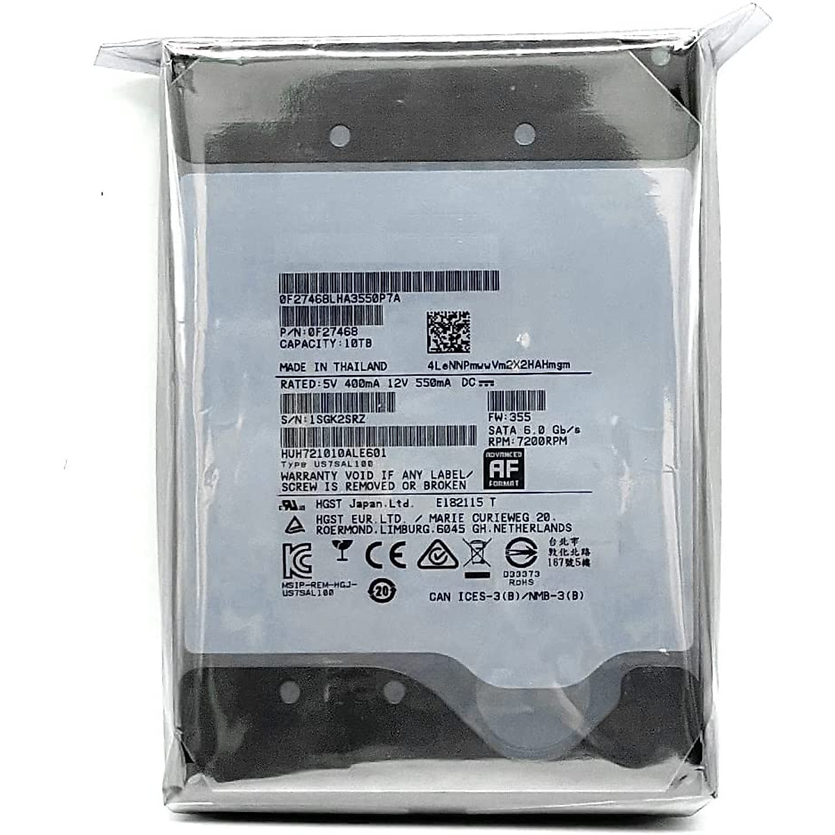 Hitachi WD HGST He10 (HUH721010ALE601) 10TB 7200RPM 128MB Cache SATA 6.0Gb/s 3.5inch Enterprise Hard Drive - 5 Year Warranty (Renewed)