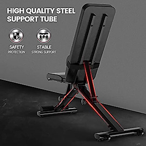 PASYOU Adjustable Weight Bench,880LB Weight Capacity for Strength Training Bench Press Foldable Incline Decline Bench for Full Body Workout PA500