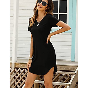 Haola Women's Summer Short Sleee Slim Fit Shirts Mini Dresses Juniors Dress Top S Black