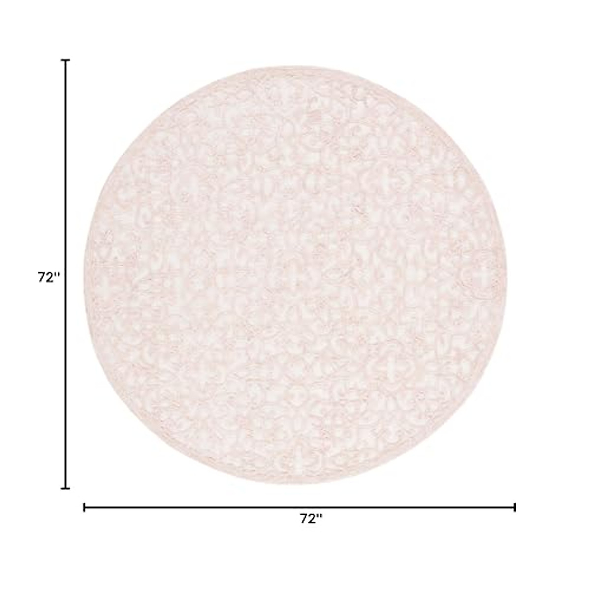 SAFAVIEH Trace Collection Area Rug - 6' Round, Ivory & Pink, Handmade Scroll Wool, Ideal for High Traffic Areas in Living Room, Bedroom (TRC103U)