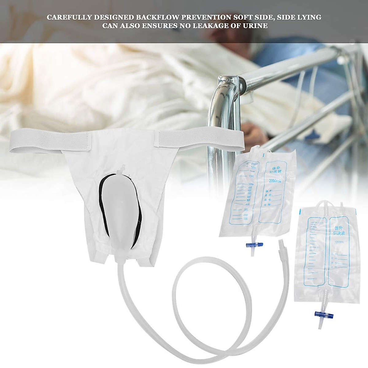 Silicone Urine Collector with 2 Urine Bags, Male Urinary Incontinence Management Solution Kit, Bladder Control Devices for Men Bedridden, Men Urinal Wearable Portable