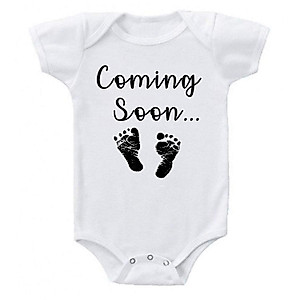 Ink Trendz Coming Soon... Baby Feet Pregnancy Announcement Baby Bodysuit (White, Newborn)