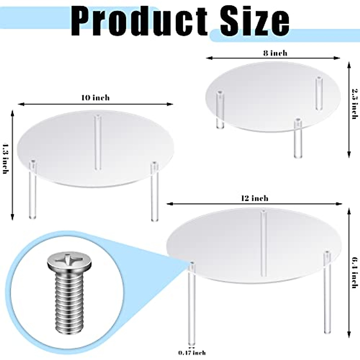 6 Packs Clear Acrylic Cake Stand Round Cupcake Dessert Cake Holder Stand Set Cake Display Stand Set for Cupcake Dessert Cake Pizza Birthday Wedding Party Baby Shower Servings Platter Tower Decoration