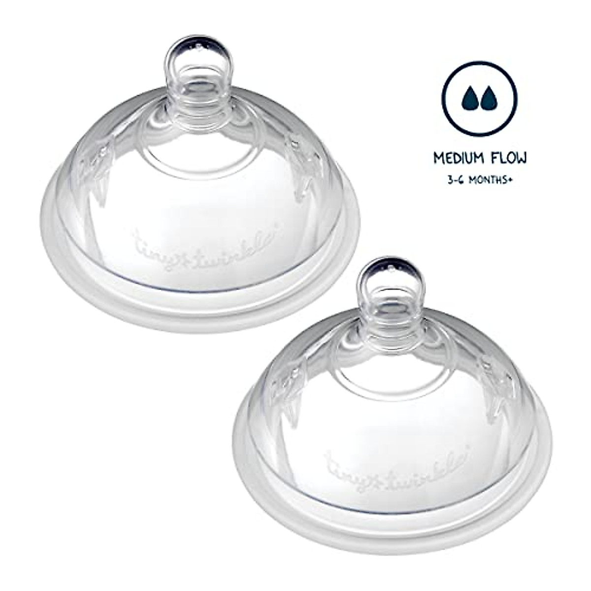 Tiny Twinkle Silicone Baby Bottle Nipples - Bisphenol A-Free, Phthalate-Free Baby Bottle-Feeding Supplies, Soft, Easy to Latch Nipples for Baby Bottles, 2 Pack, Medium Flow (3-6 Months)