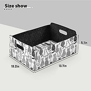 CaTaKu Foldable Storage Basket Pet Cute Cat Collapsible Felt Storage Bins with Handle Drawer Organizer Bin Cube Shelf Box for Organizing Closet Clothes Office Books Bedroom