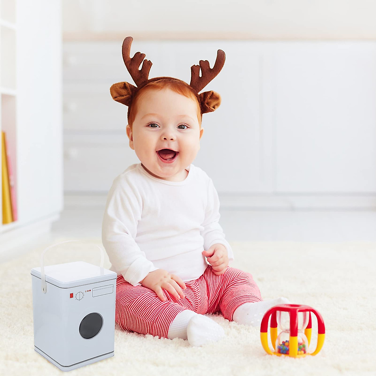 Washing Machine Shape Candy Storage Box Food Storage Containers with Lid Multigrain Storage Tin Canister Bin Sundries Holder Decor