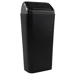 Easymanie 16 L Plastic Garbage Can with Swing Lid, Black Kitchen Slim Trash Can