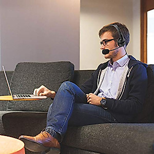 Cellet Wired Hands Free Headphones with 3.5mm Jack, Compatible to Computer Cellphone Headphone PC Skype Webinar Smart Phone Call Center Use Hands Free for delivery Man Truck Driver