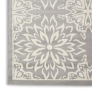 Nourison Jubilant Floral Ivory/Grey 7'10" x 9'10" Area Rug, Easy -Cleaning, Non Shedding, Bed Room, Living Room, Dining Room, Kitchen (8x10)