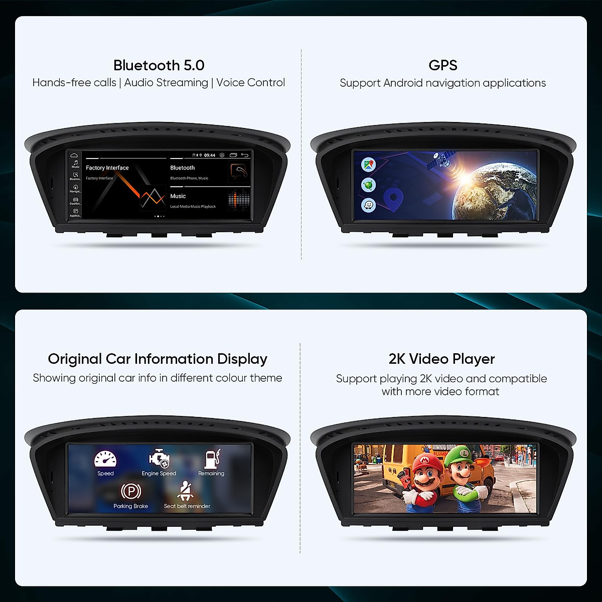 for BMW 3 5 Series E60 E61 E63 E64 E90 E91 E92 E93 2005-2008 Upgrade Radio Car Stereo Qualcomm 665 Otca Cores Built-in 4G LTE GPS Navigation Wireless Apple CarPlay Android Auto 8.8 inch Touchscreen