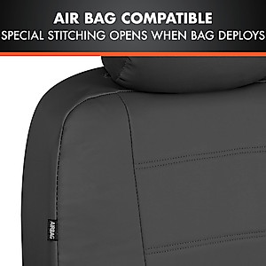 BDK carXS Black Leather Car Seat Covers Full Set, 9-Piece Faux Seat Covers for Cars, Includes Front and Back Seat Cover, Automotive Seat Covers for Trucks SUV