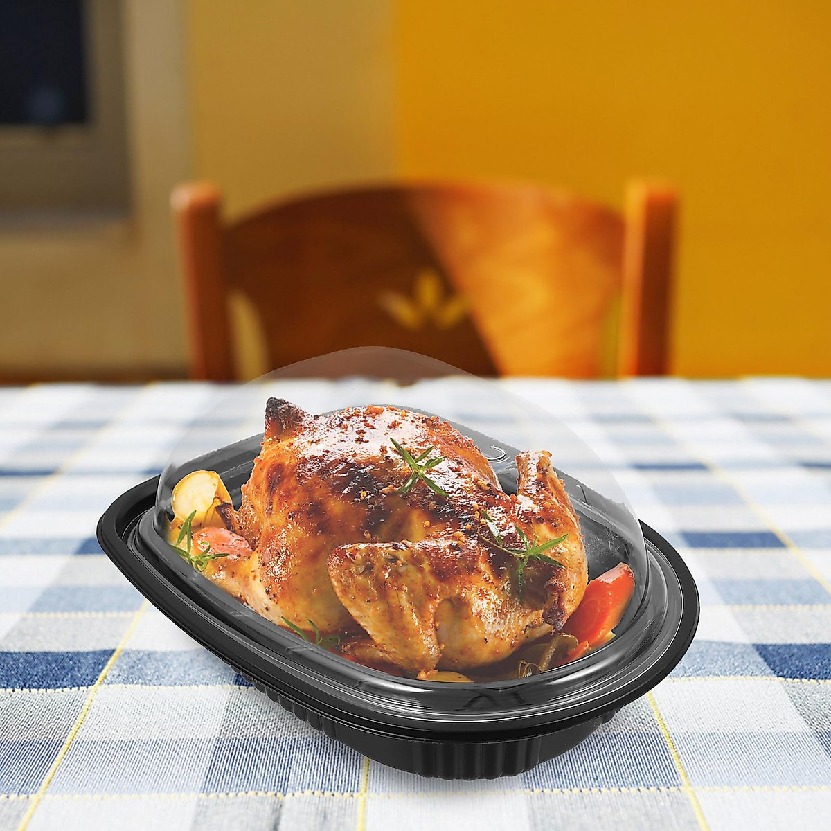 DOITOOL 20PCS Rotisserie Chicken Roaster Container with Lids - Plastic Disposable Take out Containers Carrier with Clear Dome Lid