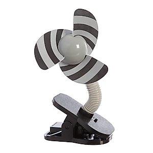 Dreambaby Portable Clip-on Baby Stroller Fan - with Soft Foam Fins - Perfect for Strollers, Cribs, Wheelchairs, Beach, Camping & Pool - Silver/Black - Model T02