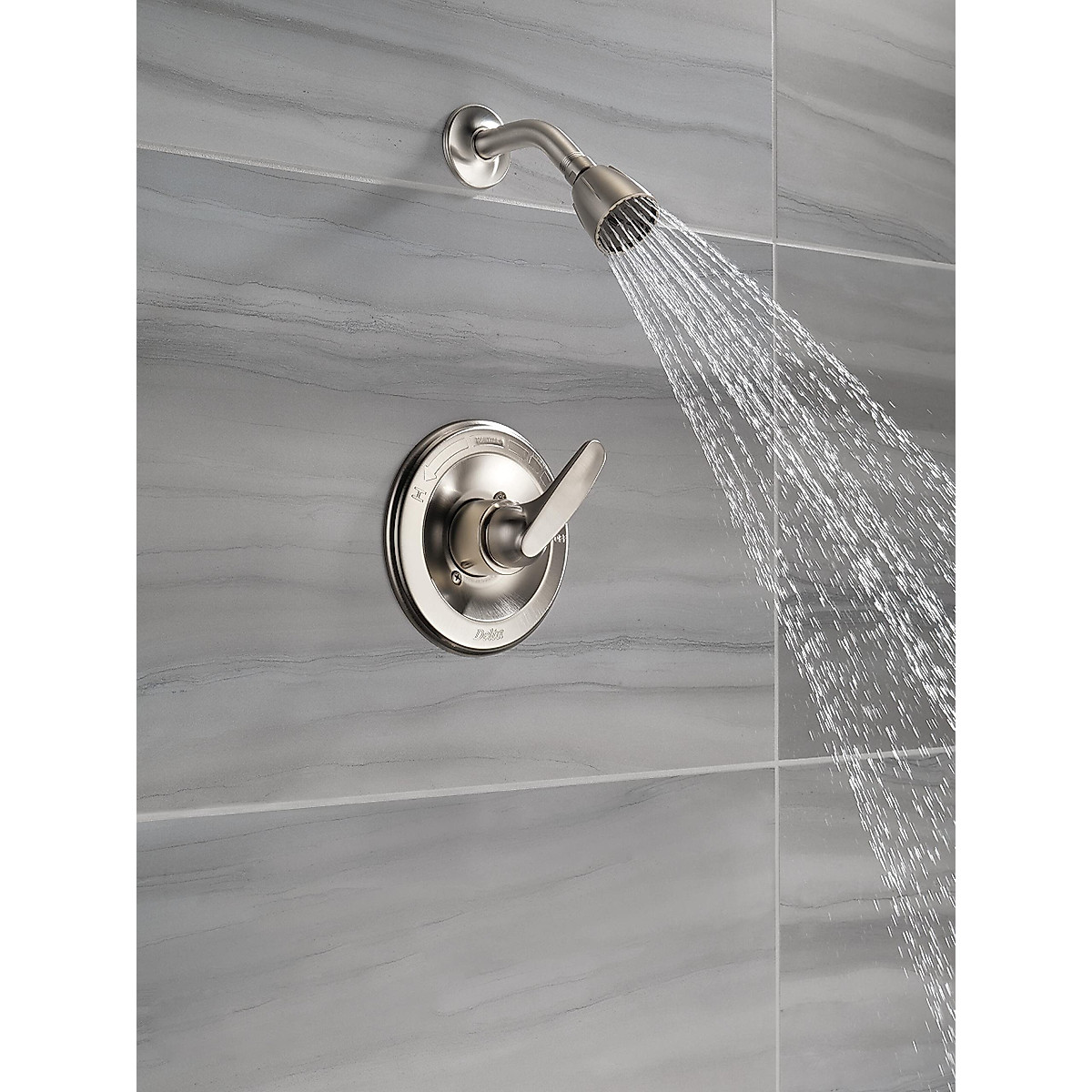 Delta Faucet Foundations Brushed Nickel Shower Faucet Set with 2-Spray Brushed Nickel Shower Head, Shower Trim Kit, Shower Faucet Sets Complete, Stainless BT13210-SS (Valve Not Included)