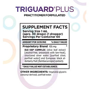 Triguard Plus Concentrate | Colloidal Silver Liquid, Sambucus Elderberry Extract & Olive Leaf Extract, 3-in-1 Liquid Immune Support | Powerful Immune System Booster | Great Taste - 2oz / 60ml