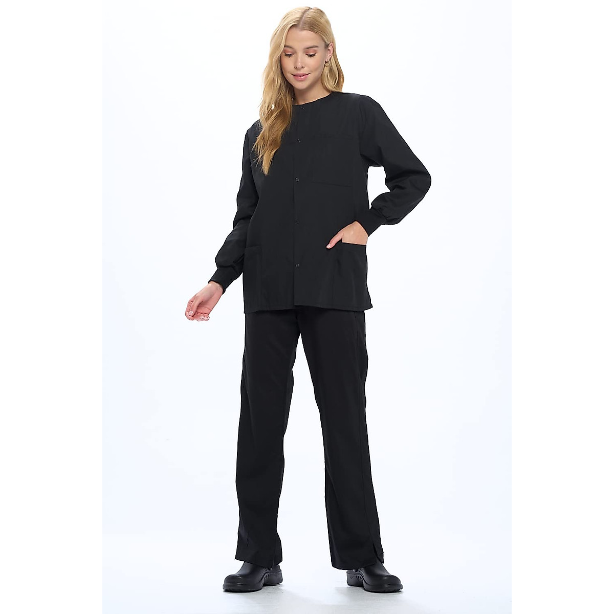 Natural Uniforms Warm Up Scrub Jacket-Black-Large