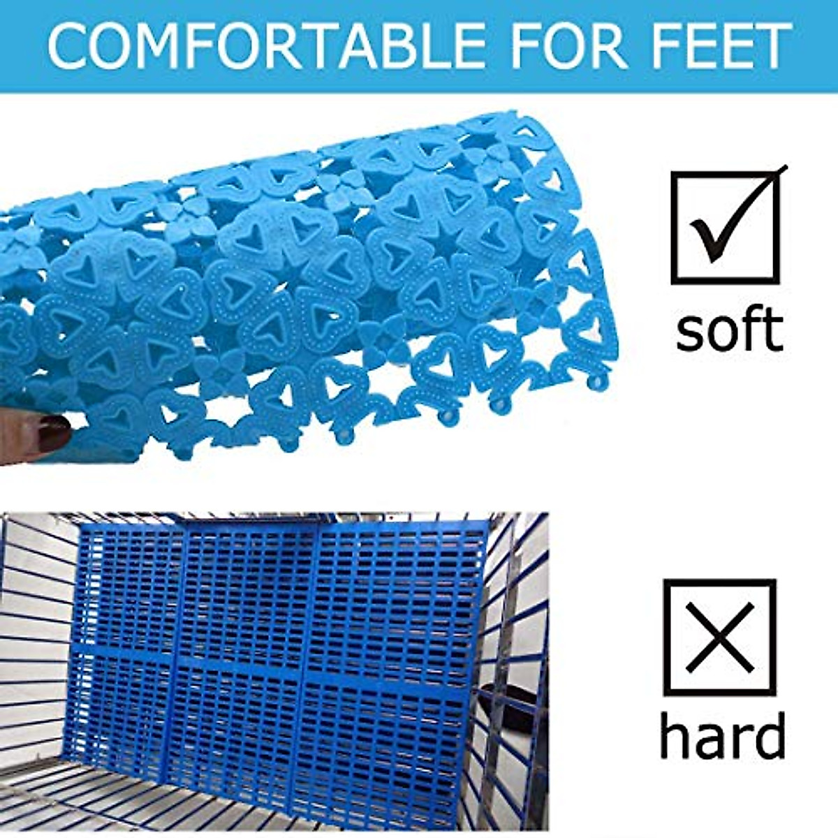 Rabbit Cage Mat Floor Plastic Mats Feet Pads for Pet Cats Dogs Bunny Hamster Rat Chinchilla Guinea Pig (8 Pack)