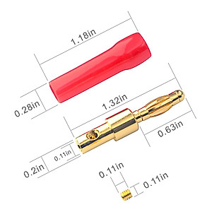 VCELINK 4mm Speaker Banana Plugs-Open Screw Type, Insulated 24K Gold Plated Speaker Wire Banana Plugs Connectors (5 pair/10 pcs)