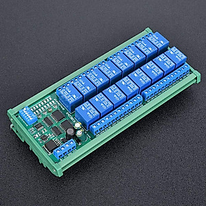 Neufday Relay Module,RS485 Relay PLC Electrical Expansion Module 12V 6-Channel for Mod-Bus RTU Protocol Remote Control(R4D3B16-R with DIN Rail Box)