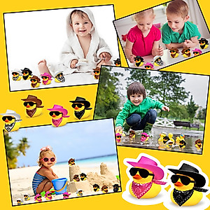12 PCS Cowboy Duck with Hat and Sunglasses Mini Duckies Toys for Birthday Swimming Party Gift Favor