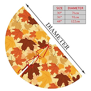 Dewoofly Fall Maple Leaf Nut Tree Skirts Xmas Ornaments, Seasonal Leave Tree Skirt for Christmas Party Holiday All Occasions 30"