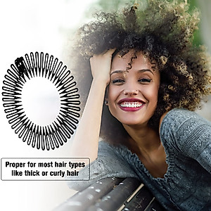 Shappy Hairband, 9 Pieces Full Circular Stretch Comb Flexible Plastic Circle Comb Stretch Hairband Headband Holder for Women Girls, 3 Colors (Black, White, Clear)