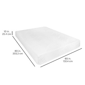 10in Queen Size Dual Layered Medium-Firm Memory Foam Mattress w/Open-Cell Cooling, CertiPUR-US Certified Foam, Removable Cover
