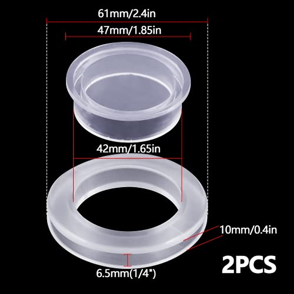 Litoexpe 2 Inch Silicone Patio Table Umbrella Hole Ring Plug and Cap Set for Glass Outdoors Patio Table Deck Yard, Clear, 2-Pack