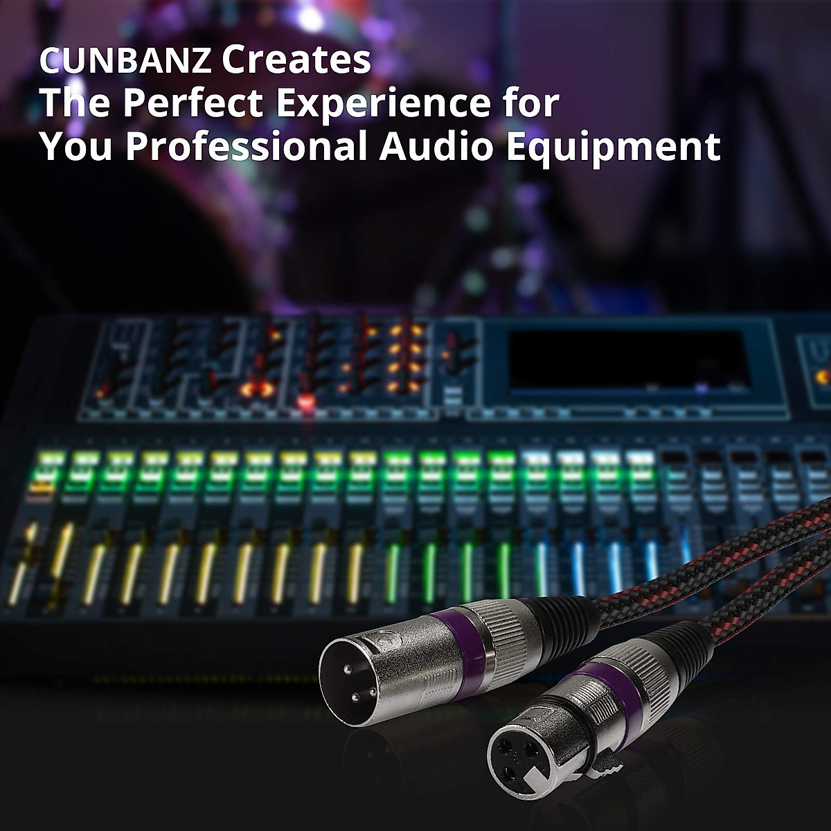 CUNBANZ XLR Cable,10ft 2 Pack Microphone Cable,XLR Male to Female Balanced Microphone Cord 3 pin,10 Foot mic Cord,Black & Green 2 Pack Design (Black and Green)