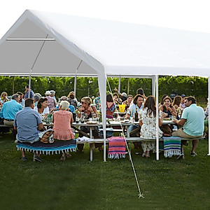 ECOLINEAR Carport, 20'x26' Heavy Duty Carport, Party Tent with Roll-up Ventilated Windows, Removable Sidewalls & Doors, Car Port Canopy Tent with All-Season Tarp for Car, Truck, Party, White