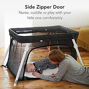 Lotus Travel Crib - Backpack Portable, Lightweight, Easy to Pack Play-Yard with Comfortable Mattress - Certified Baby Safe