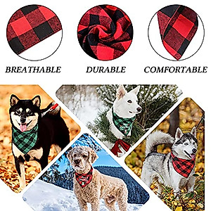SLAUNT 2 Pack Dog Bandanas Christmas Classic Plaid Reversible Dog Bandana Pet Scarf Triangle Bibs for Small Medium Large Dogs Puppy and Cats Thanksgiving Day Christmas Holiday Accessories